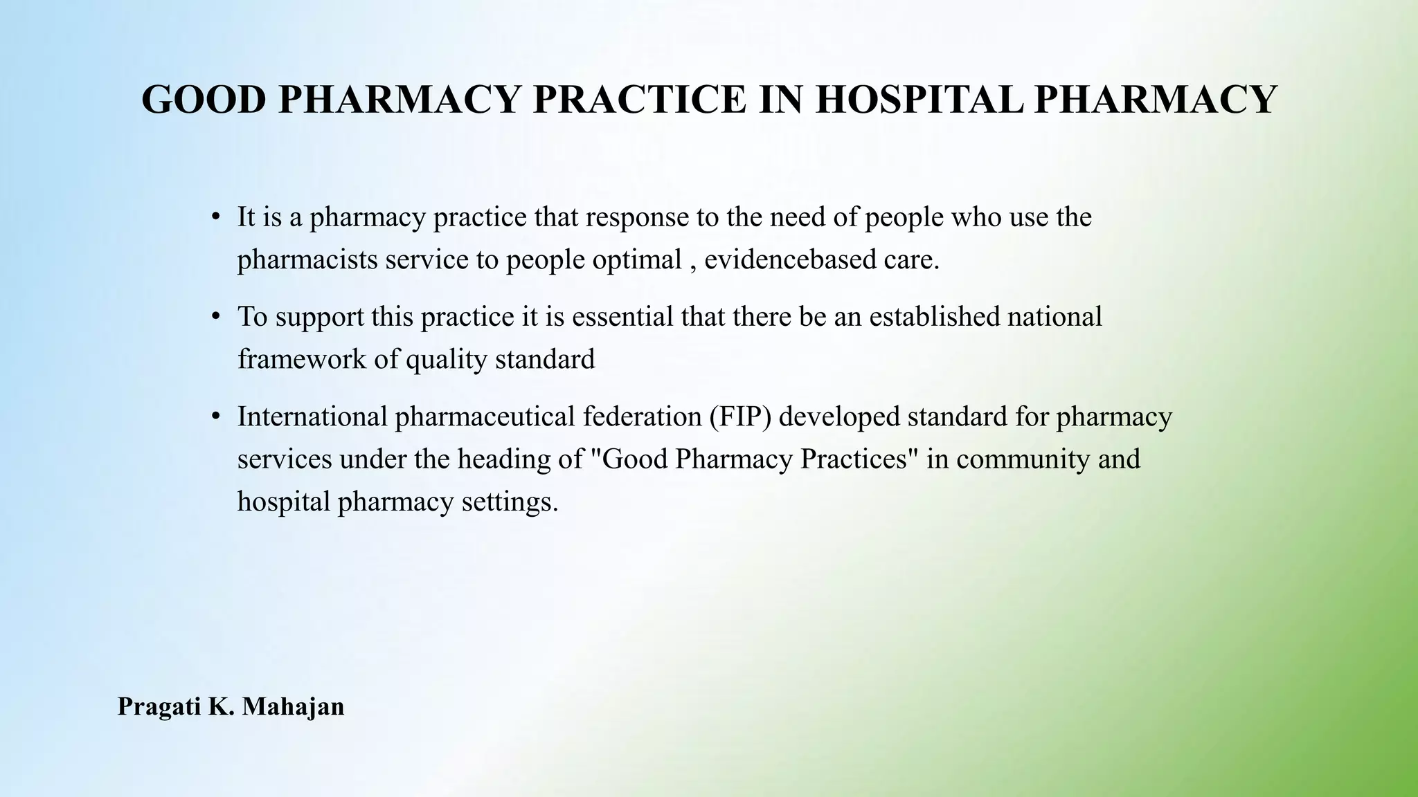 HOSPITAL PHARMACY (D. Pharm) | PPTX