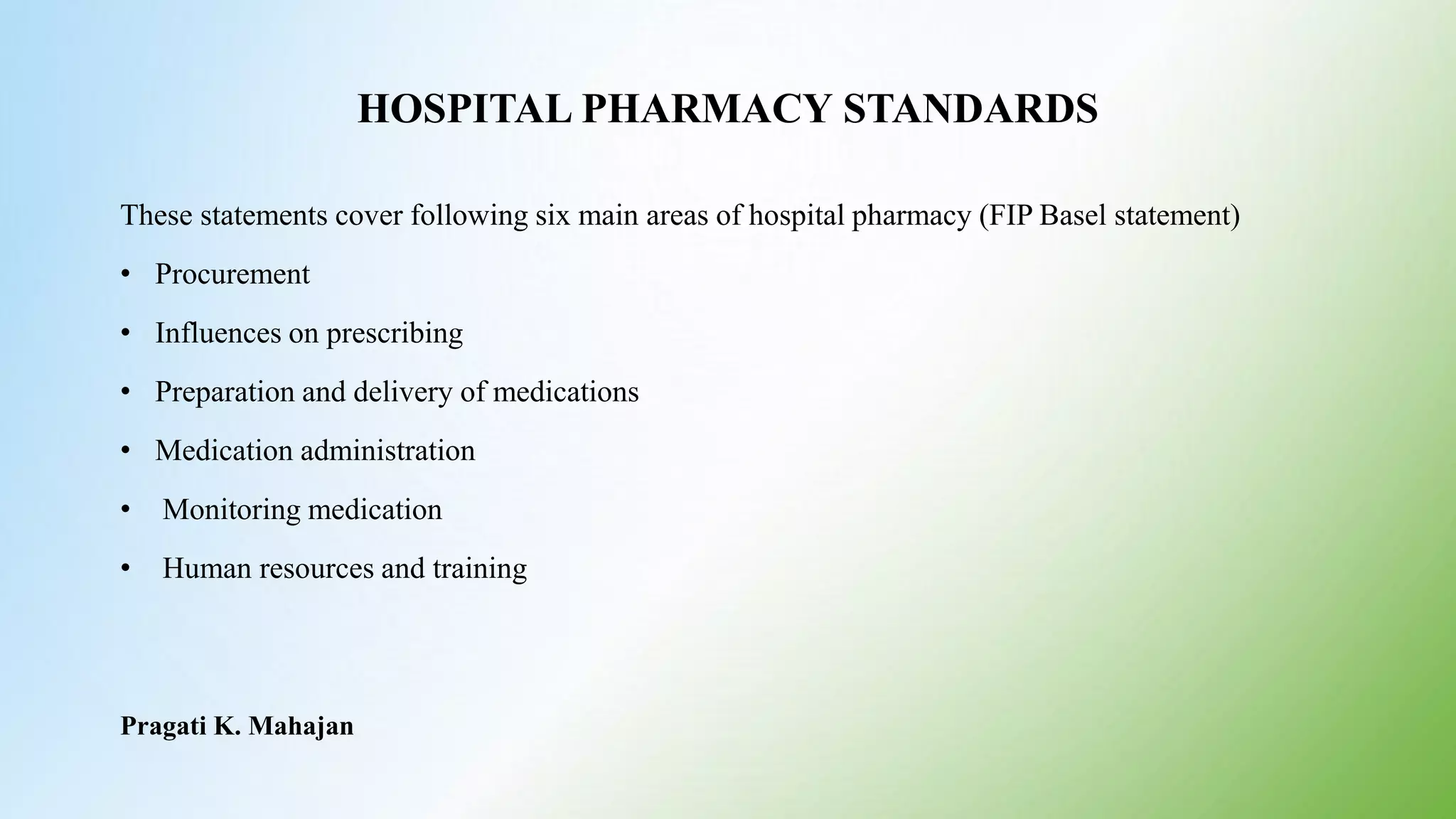 HOSPITAL PHARMACY (D. Pharm) | PPTX