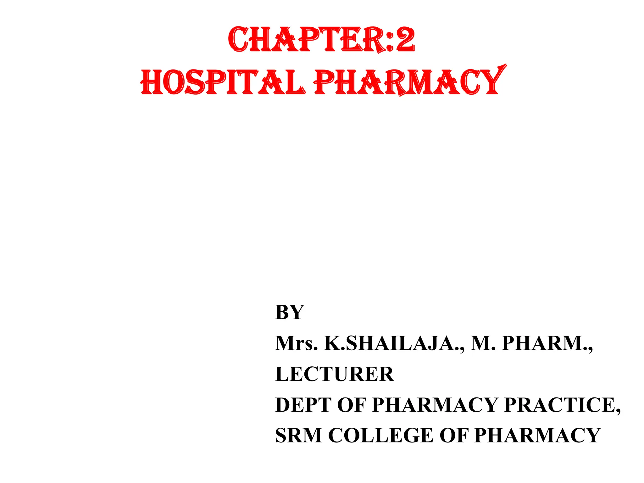 HOSPITAL_PHARMACY.pdf DETAILS CLINICAL PHARMACY | PDF