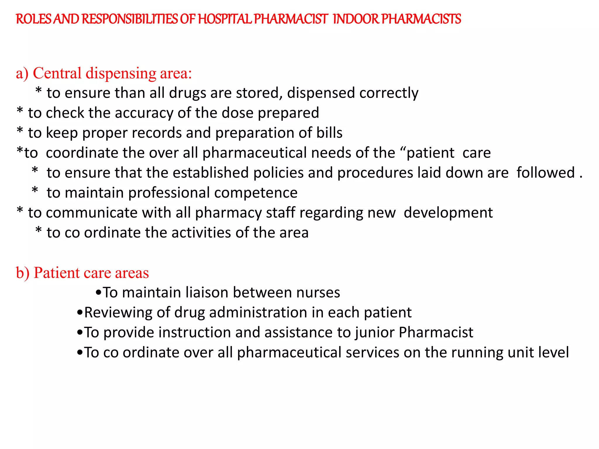 Hospital pharmacy functions,organisation and responsibilities | PPTX