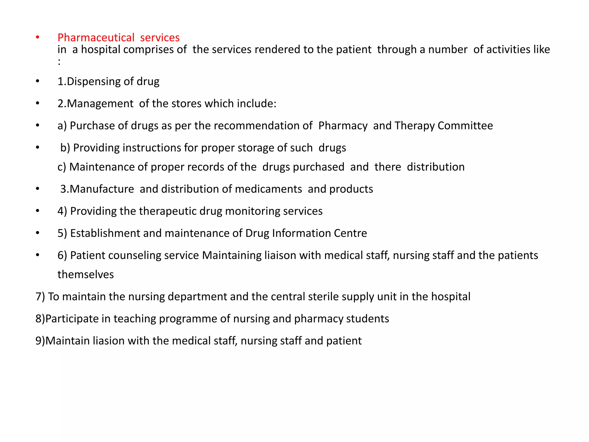 Hospital pharmacy functions,organisation and responsibilities | PPTX