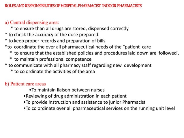 Hospital pharmacy functions,organisation and responsibilities | PPTX