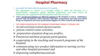 Hospital pharmacy ppt | PPTX