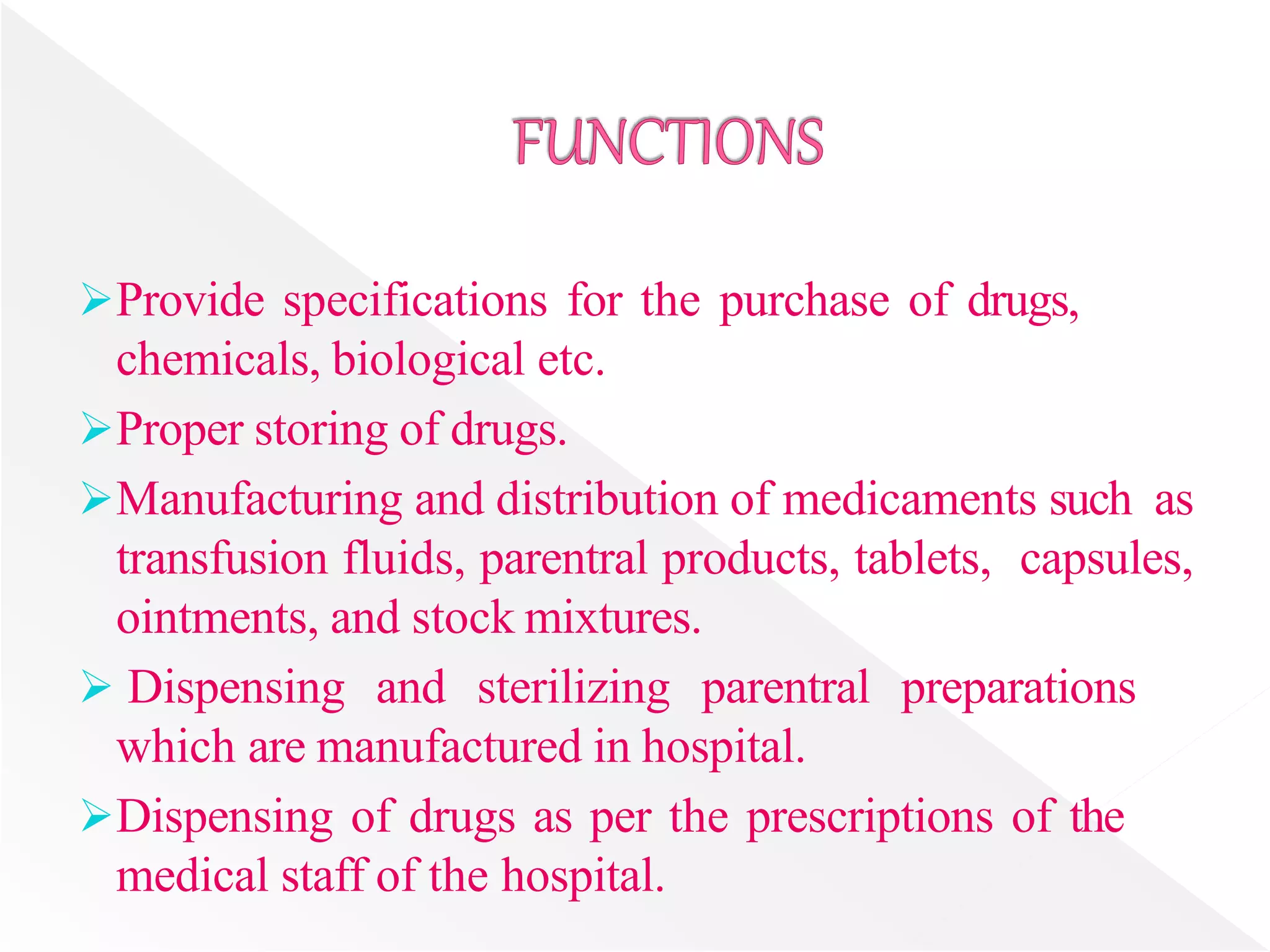 Hospital pharmacy and its organisation | PPTX