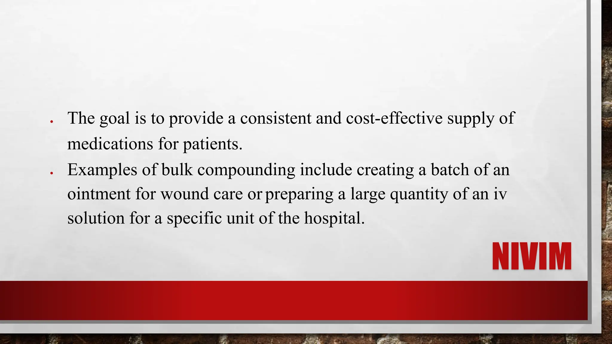Hospital Pharmacy Chapter -5 Compounding in Hospitals | PPTX