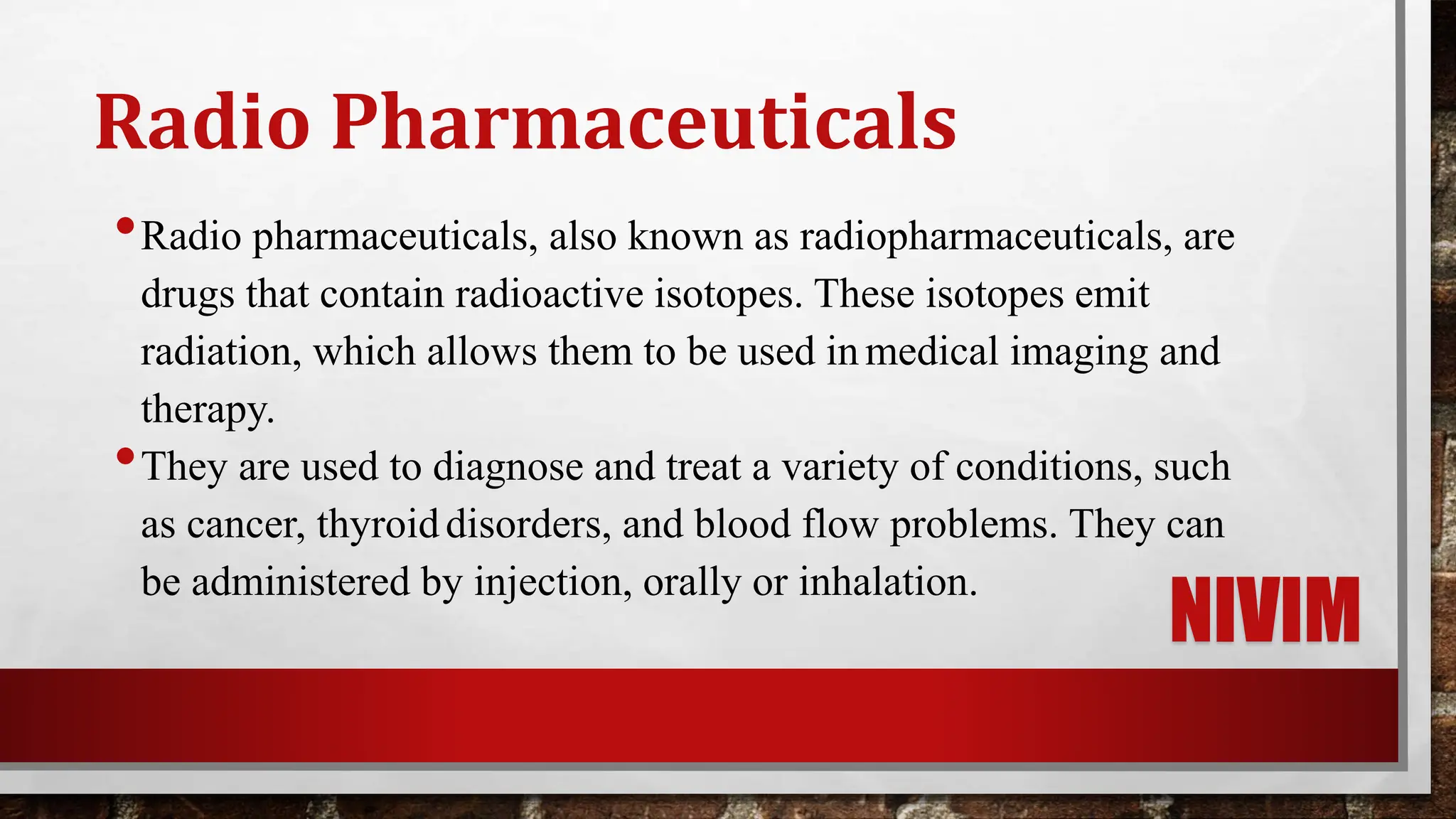 Hospital Pharmacy Chapter -6 Radiopharmaceuticals | PPTX