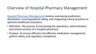 Role of Hospital Pharmacy management in HMS | PPTX