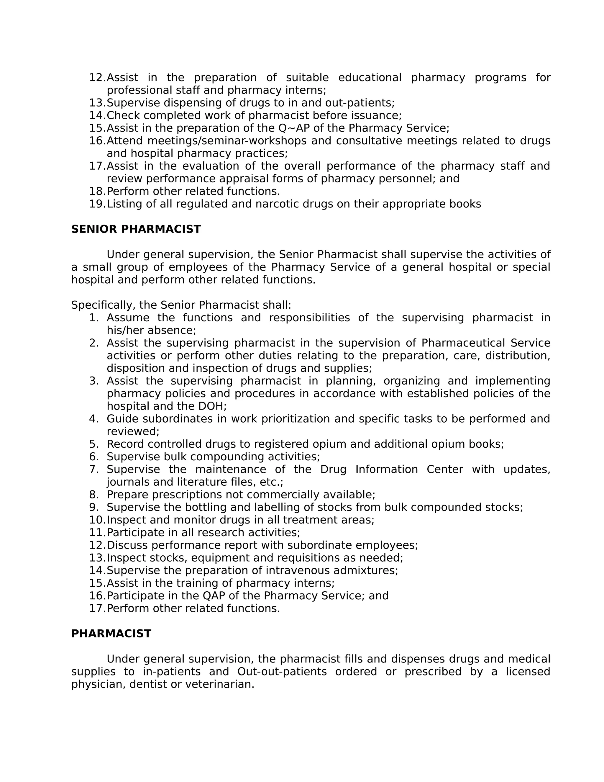 Hospital pharmacy service | PDF