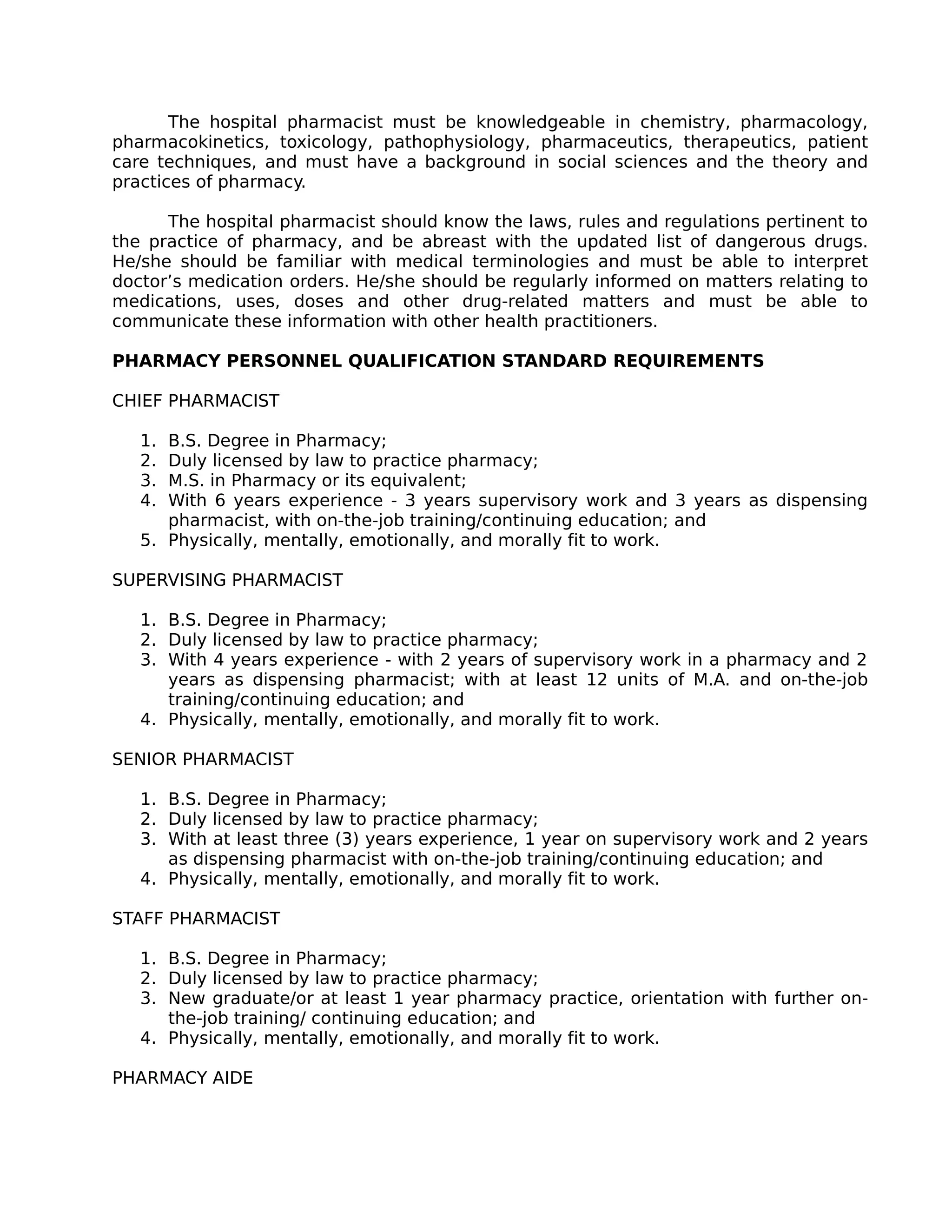 Hospital pharmacy service | PDF