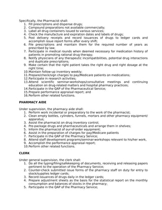 Hospital pharmacy service | PDF