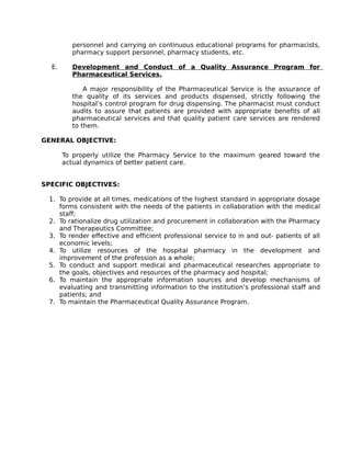 Hospital pharmacy service | PDF