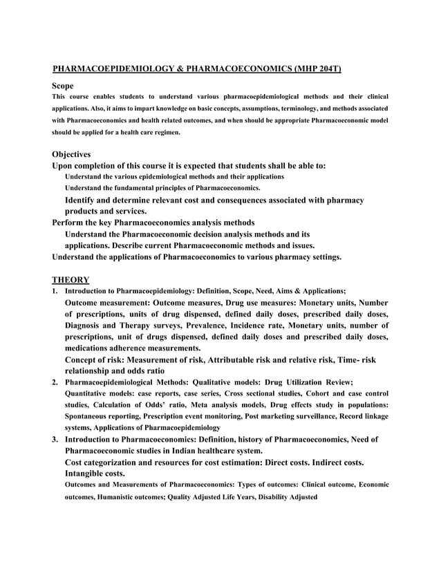 Hospital pharmacy syllabus | PDF