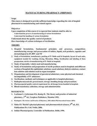 Hospital pharmacy syllabus | PDF