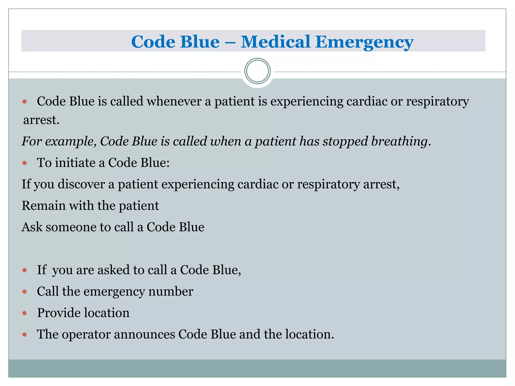 Hospital Planning Emergency Codes in Hospital | PPTX