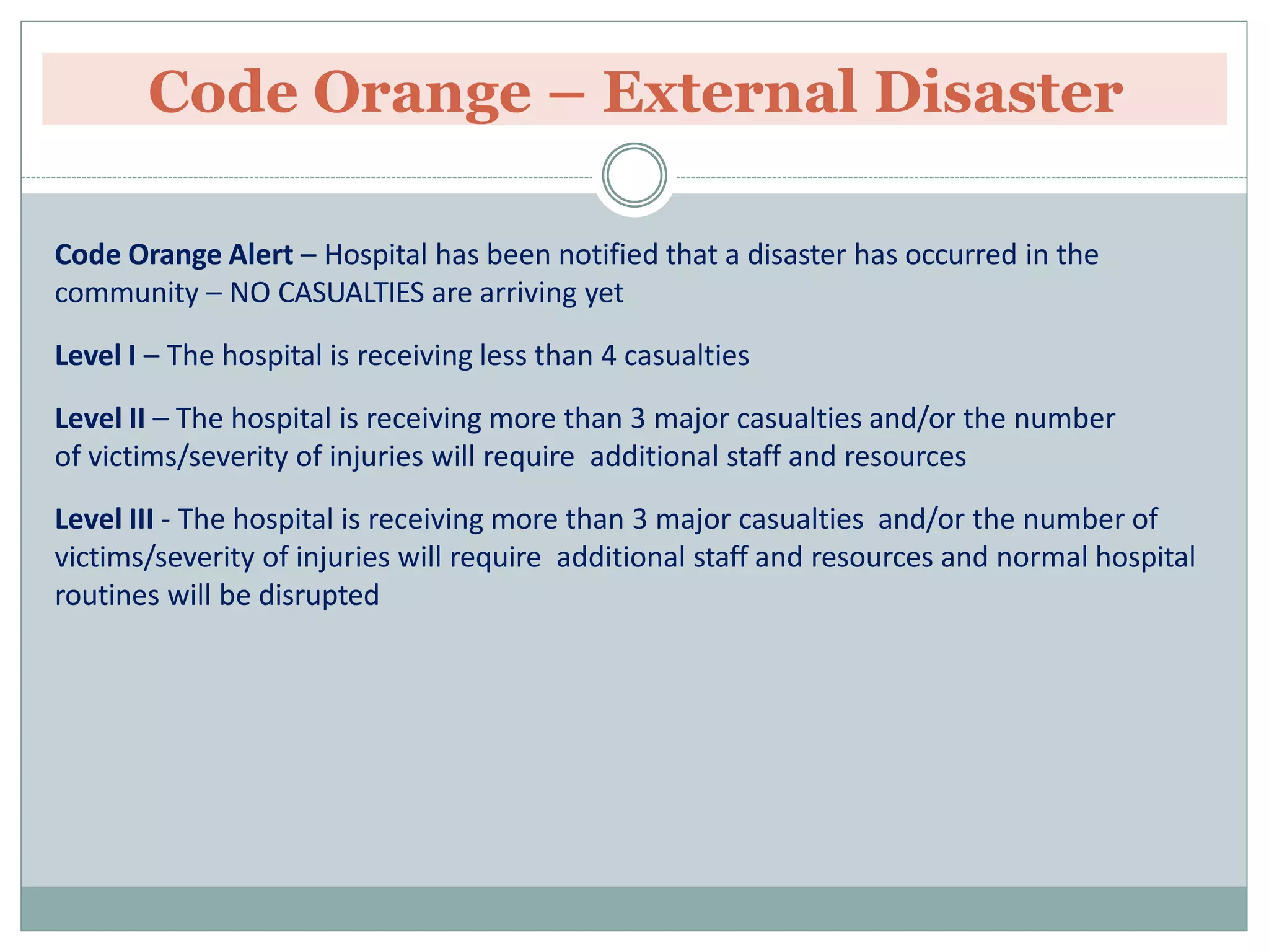 Hospital Planning Emergency Codes in Hospital | PPTX