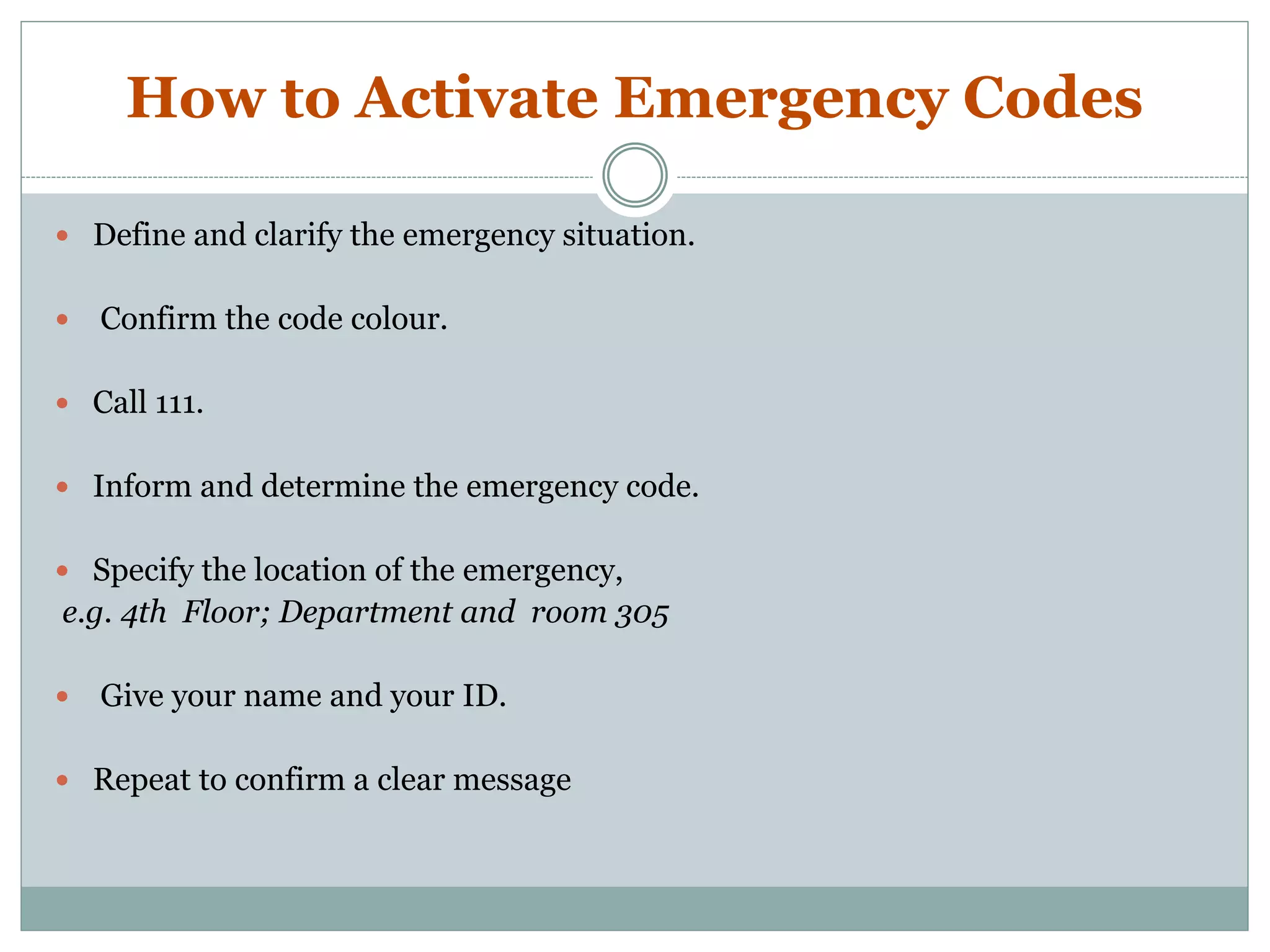 Hospital Planning Emergency Codes in Hospital | PPTX