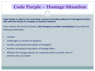 Hospital Planning Emergency Codes in Hospital | PPTX