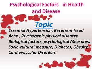 Psychological Factors in Health and Disease | PPTX