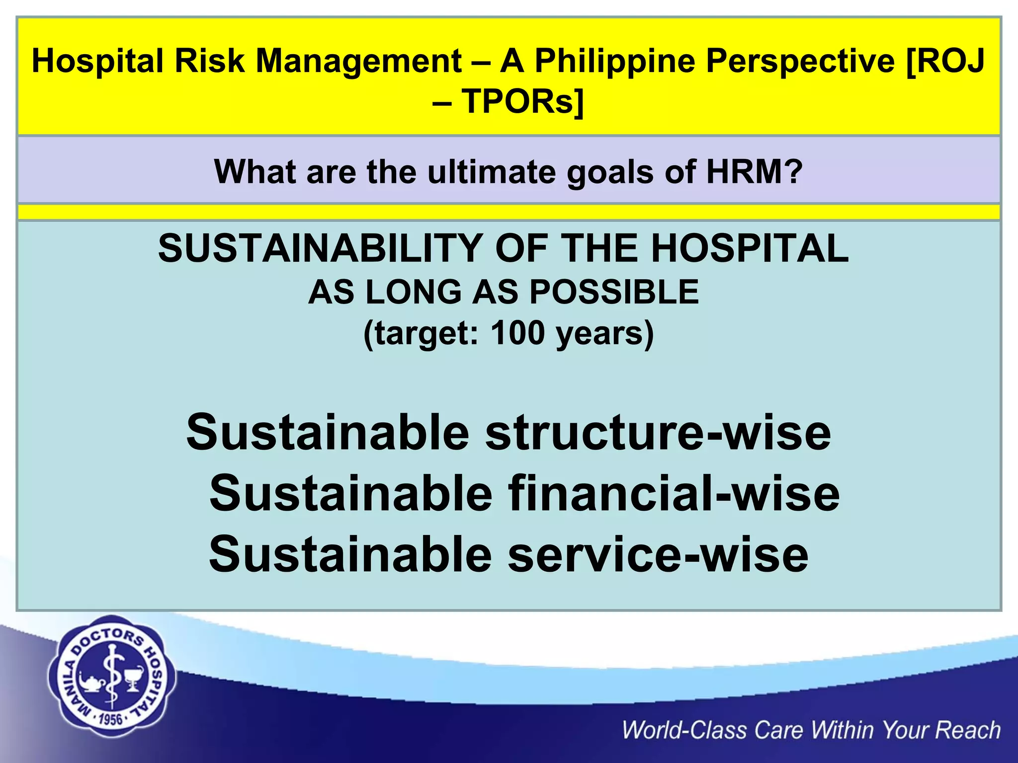 Hospital Risk Management - A Philippine Perspective | PPT