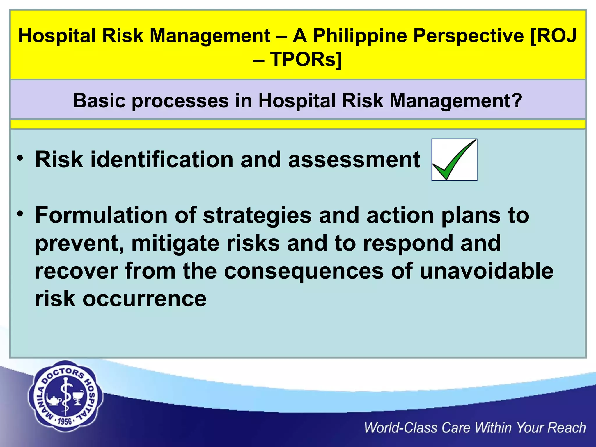 Hospital Risk Management - A Philippine Perspective | PPT