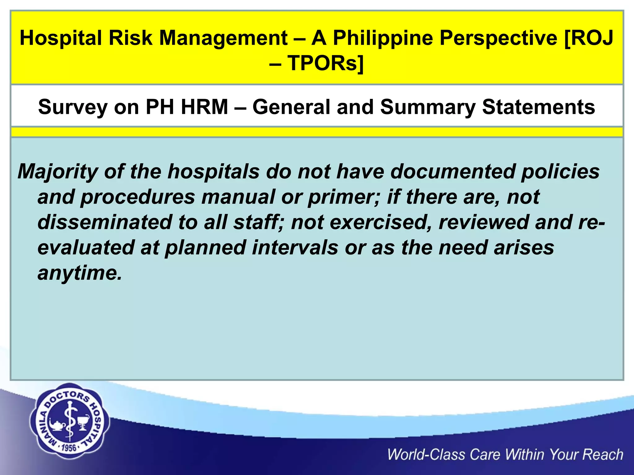Hospital Risk Management - A Philippine Perspective | PPT