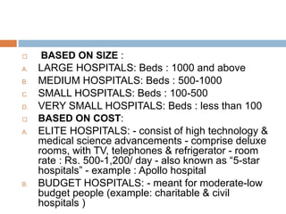 Hospital and Type of Hospital | PPTX | Healthcare Industry | Industries