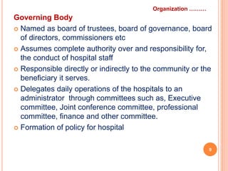 Hospitals and its organization | PPTX
