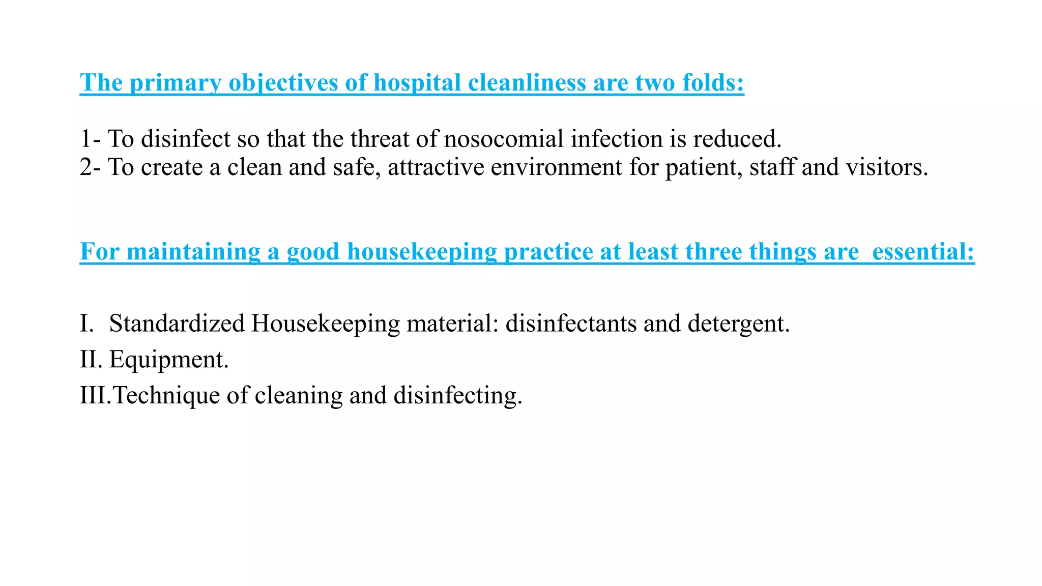 Hospital sanitation and housekeeping | PPTX