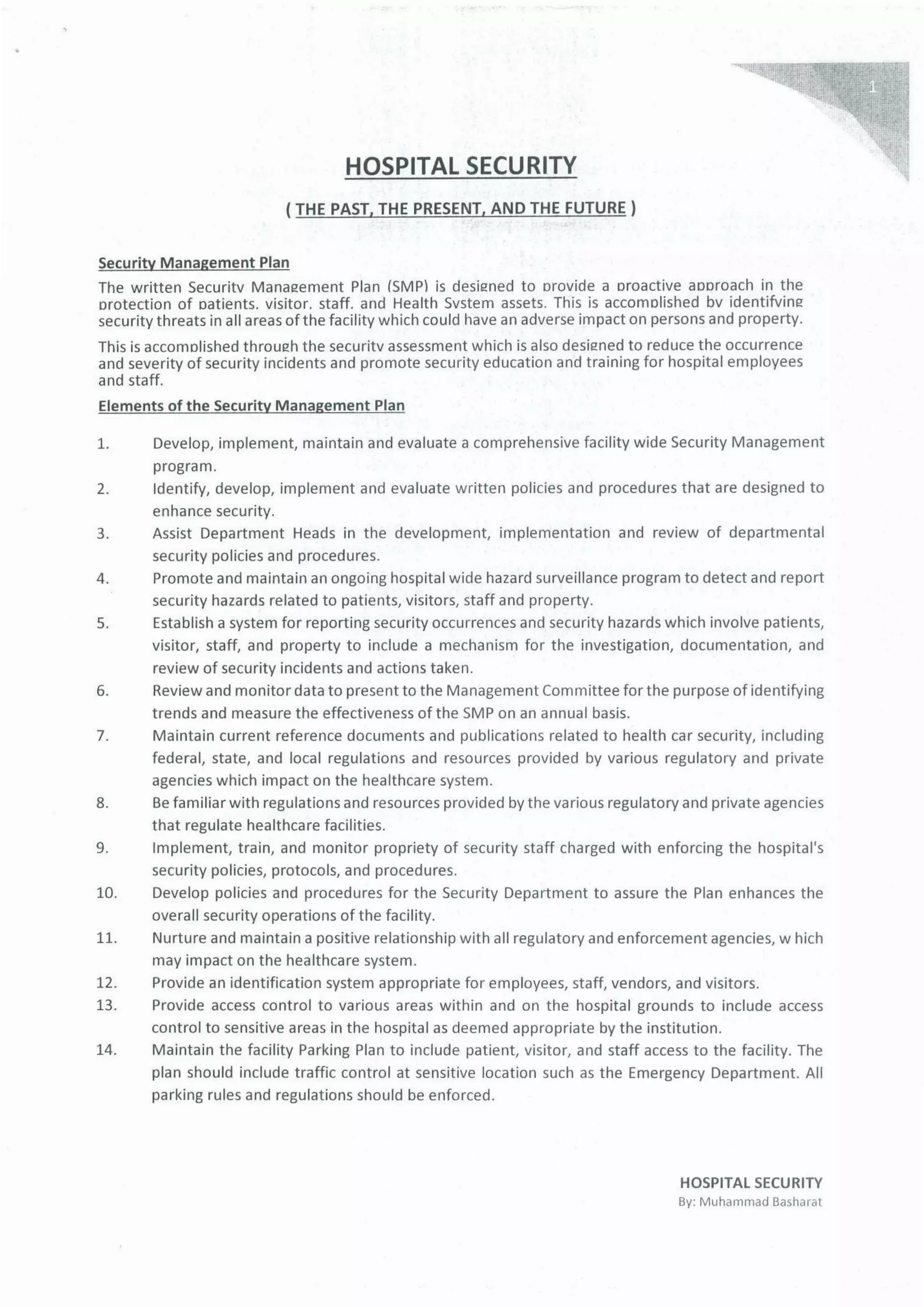 Hospital security plan | PDF