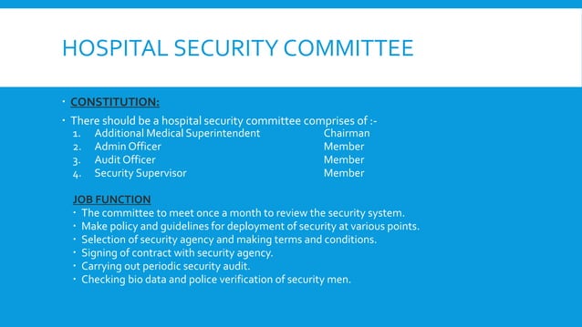 Hospital security Plan - Government Hospital | PPTX | Healthcare ...