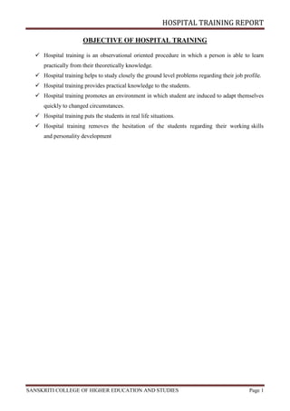 Hospital Training Report By- Anshik Srivastava | PDF