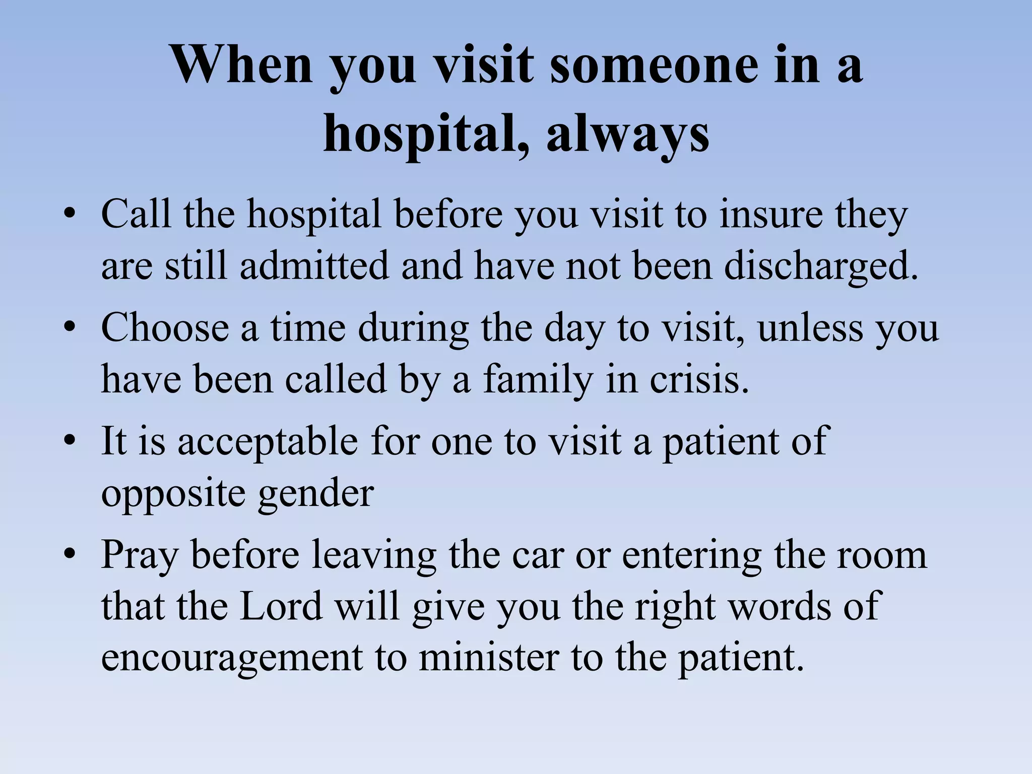 Hospital visitation guidelines | PPTX
