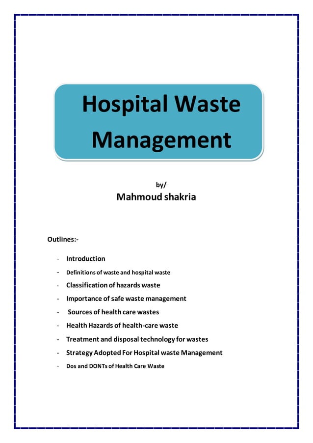 Hospital waste management | DOCX | Healthcare Industry | Industries
