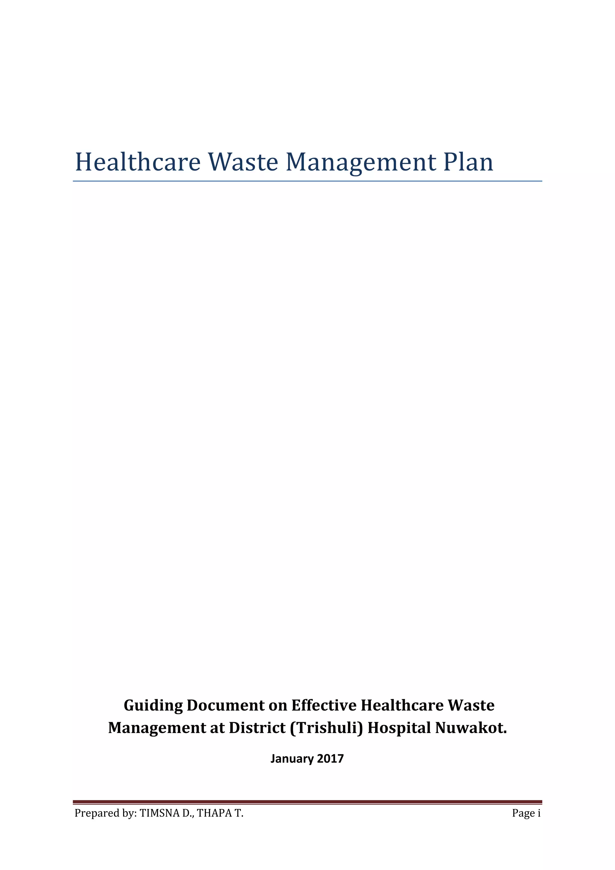 Hospital waste management plan 2016 | PDF