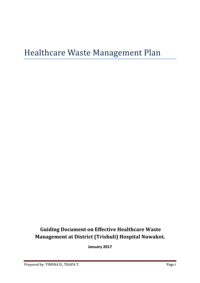 Hospital waste management plan 2016 | PDF | Healthcare Industry ...