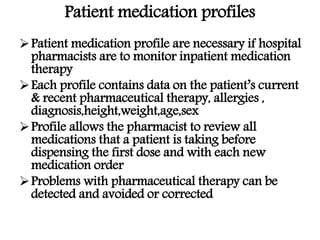 Hosptal pharmacy management | PPTX