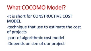 CONSTRUCTIVE COST MODEL TOOLS | PPT