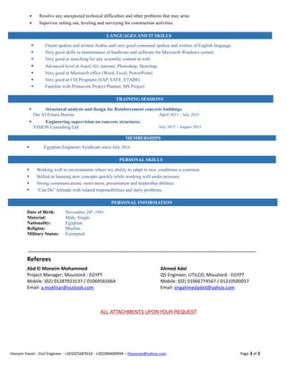 Hossam yassin cv - Technical office engineer | DOC | Civil Engineering Industry | Industries