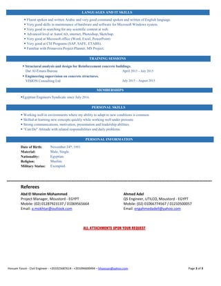 Hossam yassin cv - technical office engineer | PDF