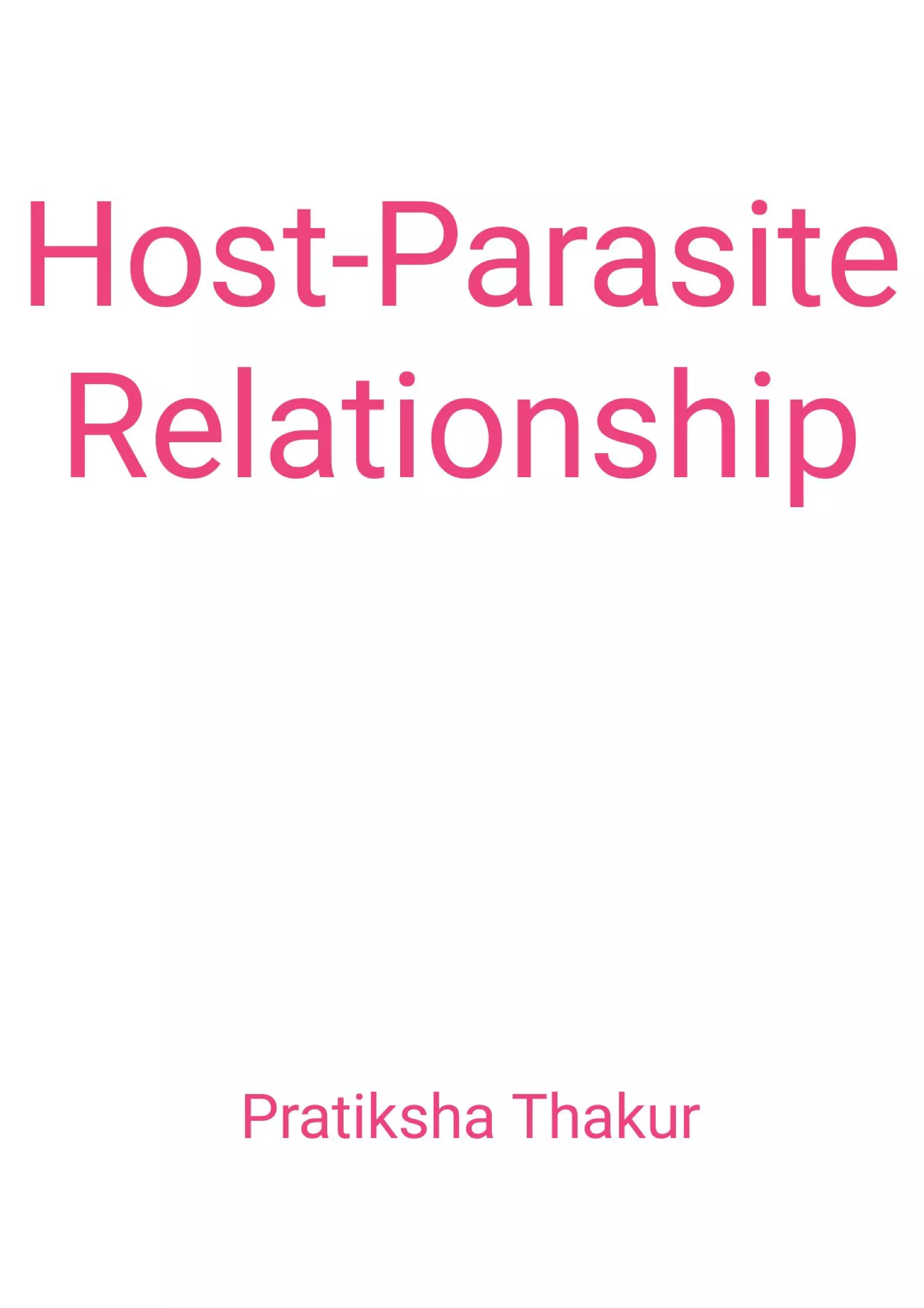 Host - Parasite Relationship | PDF