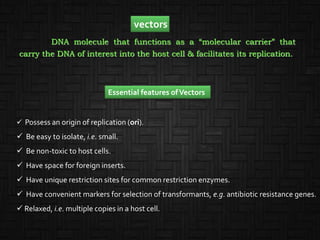 Host cell and vectors | PPTX