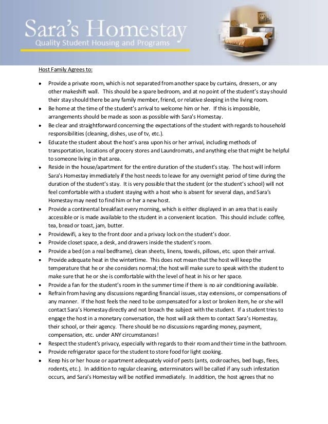 Sara's Homestay - Host Checklist Sara's Homestay - Host Checklist