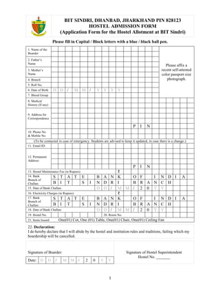 Hostel admission-form | PDF