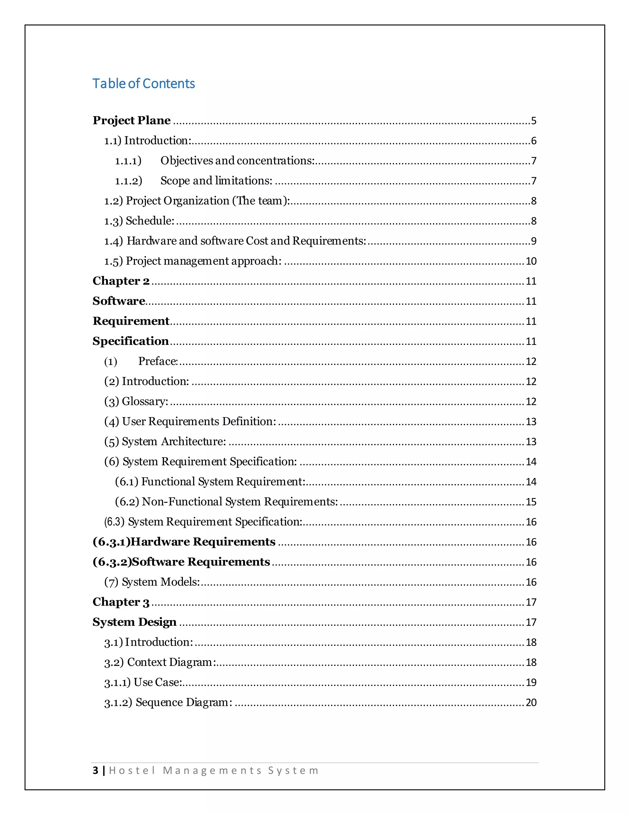 Hostel management system Software Engineering SRS | DOCX