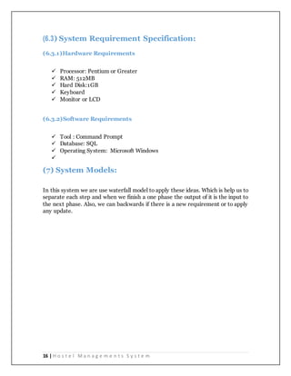 Hostel management system Software Engineering SRS | DOCX