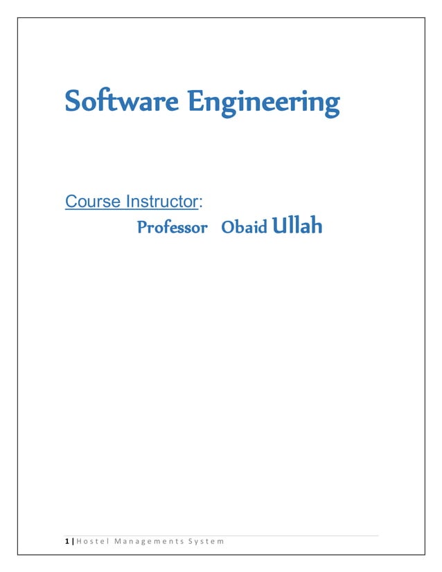 Hostel management system Software Engineering SRS | DOCX