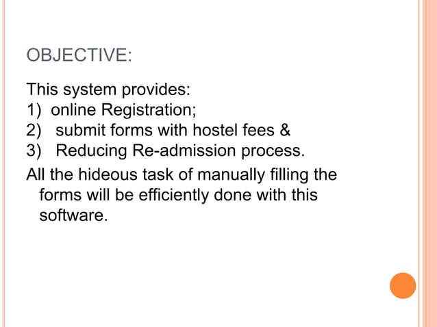 Hostel management system | PPTX | Computing | Technology & Computing