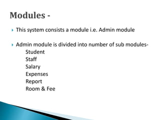 Hostel management system ppt | PPTX