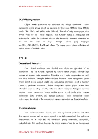Hostel management system project report | DOCX