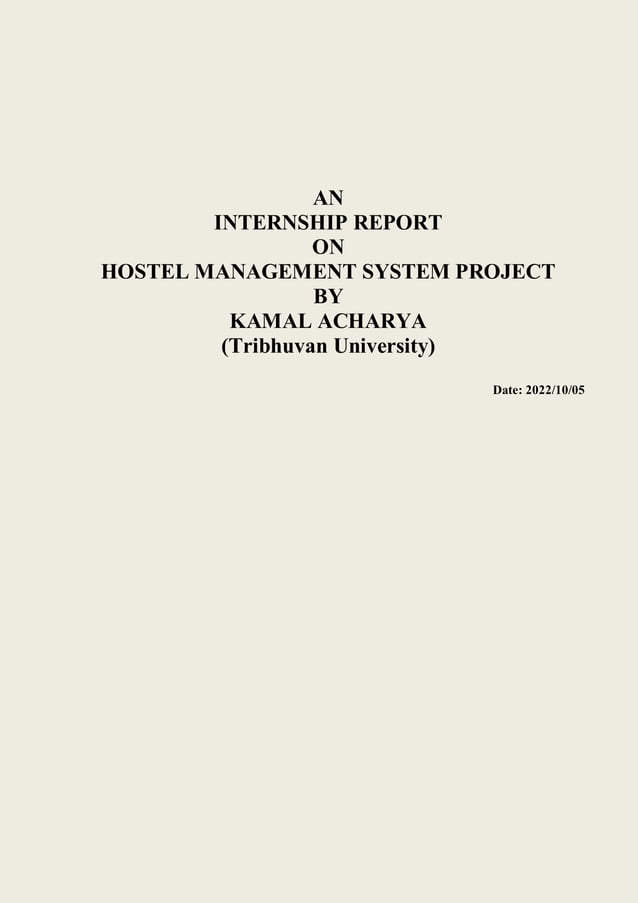 Hostel management system project report..pdf | Operating Systems | Computer Software and ...